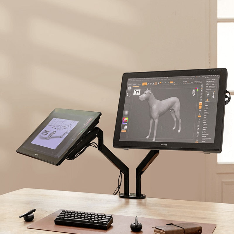 HUION Dual Monitor Arm ST420 Tablet Monitor Desk Laptop Stand Monitor ...
